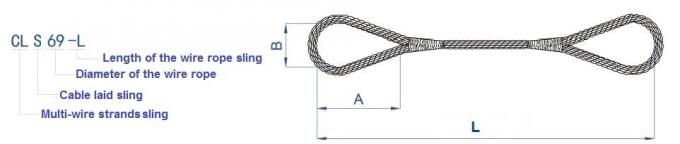 150mm Multi Wire Rope Sling Assembly , 5:1 Cable Laid Sling