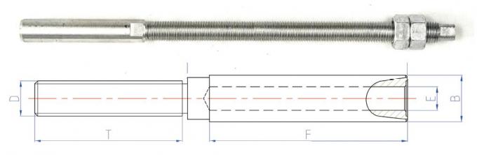 7/8" Wire Rope End Stop , Stainless Steel Threaded Swage Stud