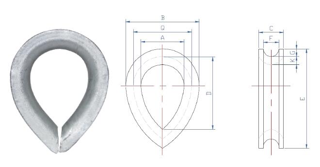 1 Inch Metal Thimble For Rope , EN 13411-1 wire cable thimble