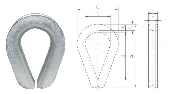 FF-T-276B Mild Steel 3 Inch Thimble Wire Rope Sling ,Thimble Eye Sling