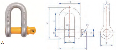 ASME B30.26 Steel Screw Pin Bow Shackle Wide Body 12 Tonne