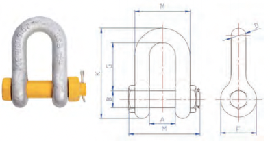 12 Tonne Steel Safety Wide Body Shackles Hot Dip Galvanized Pin Bow Shackle