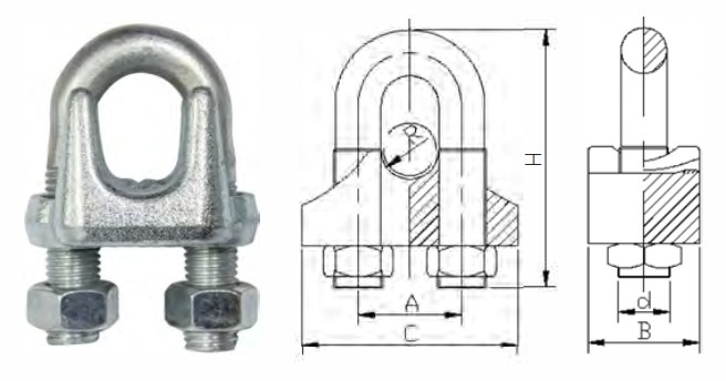 Alloy Steel Wide Body Shackles U Bolt Wire Rope Clip Malleable