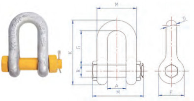12 Tonne Steel Safety Wide Body Shackles Hot Dip Galvanized Pin Bow Shackle