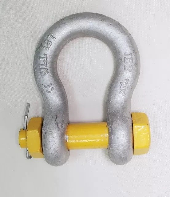12 Tonne WLL Yellow Safety Anchor Bow Shackle With Bolt-Type Design