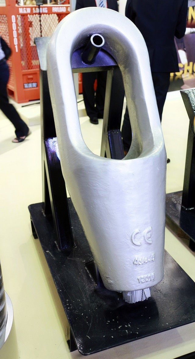 Galvanized Steel 4-3/4" Wire Rope End Stop , Closed Spelter Socket